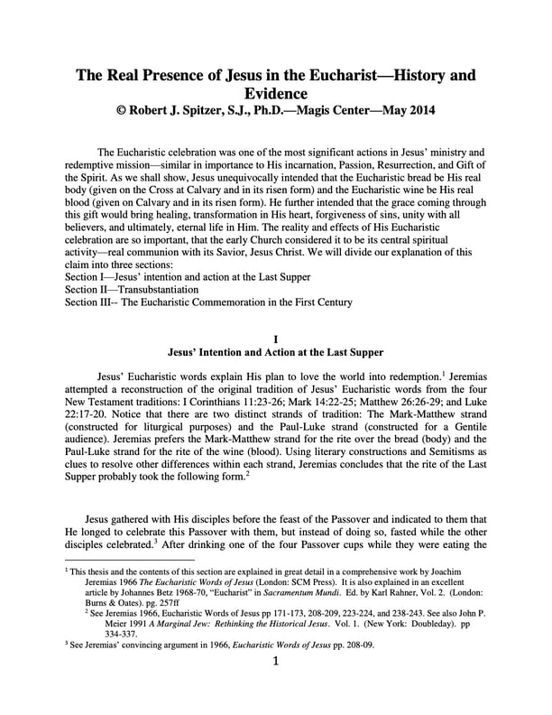 The Real Presence of Jesus in the Eucharist—History and Evidence ...